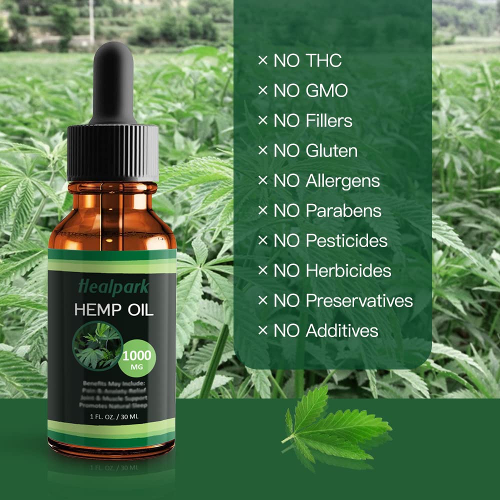 Healpark (2 Pack 1000mg Hemp Oil - Natural Organic Hemp Seed Extract Hemp Drops Rich in Vitamin & Omega,- Pure Hemp Oil Drops