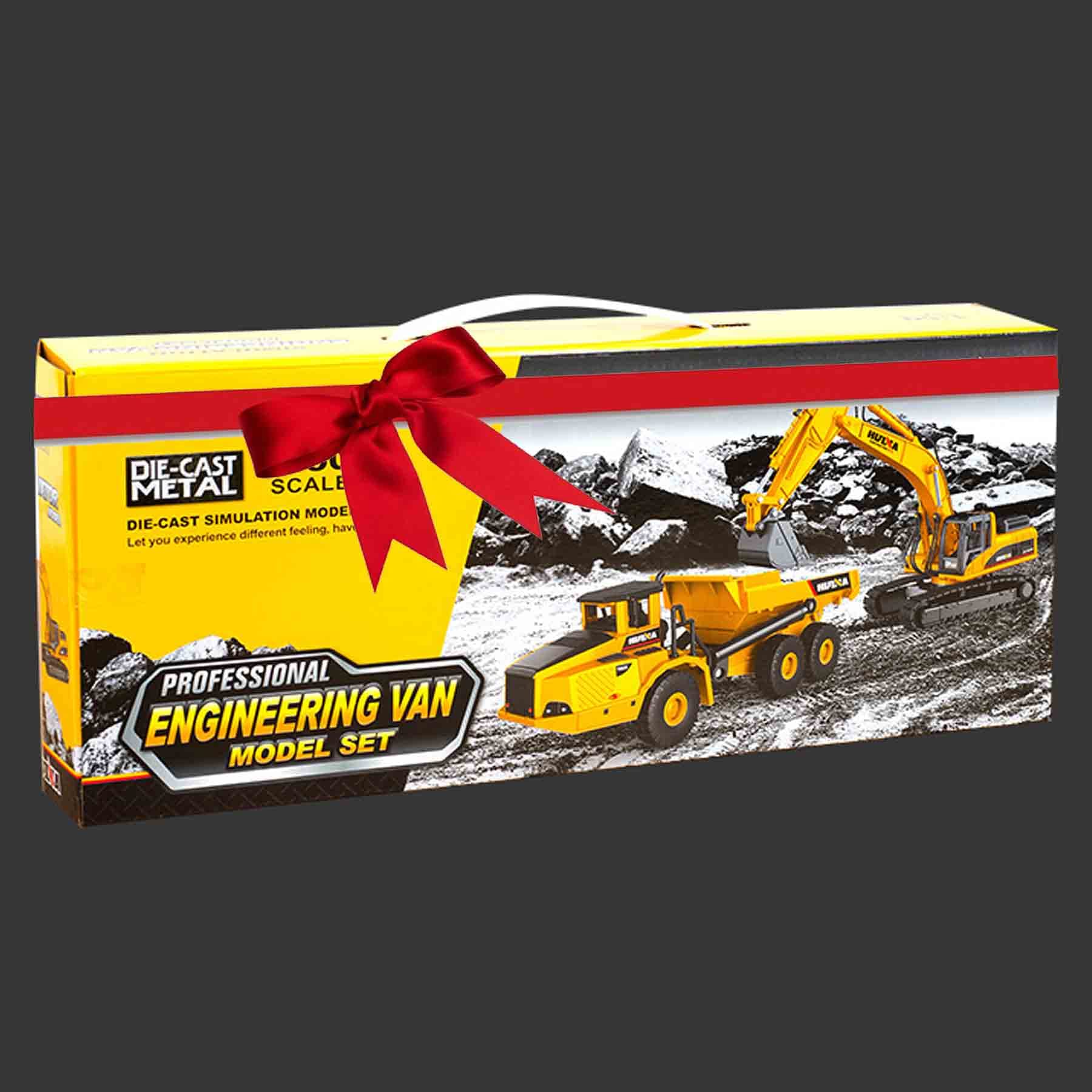 Qcar Construction Dump Truck Excavator Toys, Heavy Duty Alloy Construction Vehicles, 1:50 Scale Diecast Site Digger and Dumper Set, Toy Trucks for Kids 8,9,10,11,12 Year Old and up(2Pcs)