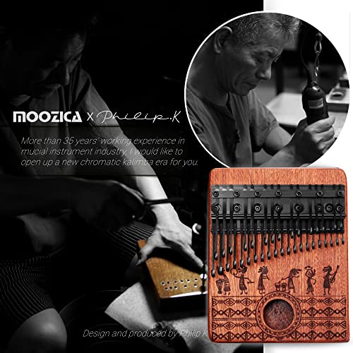 MOOZICA 36 Keys Chormatic Kalimba, Double-layer Piano Layout 36 Tines Professional Kalimba Thumb Piano, Solid Mahogany Kalimba Instrument(BKA36)
