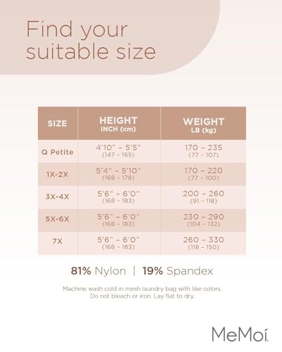MeMoi Plus Size Curvy Silky Sheer Control Top Pantyhose City Beige 7X