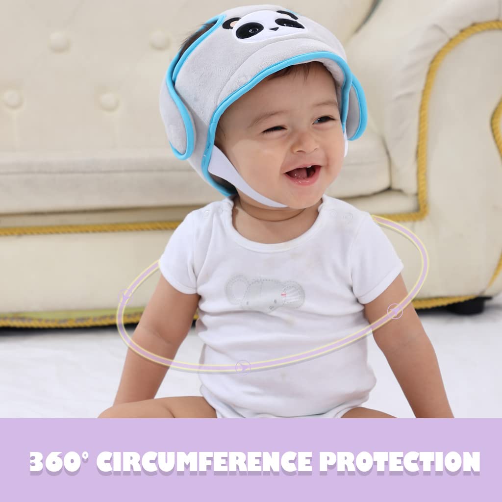 KAKIBLIN Baby Safety Head Support Hat, Infant Breathable Adjustable Safety Protective Cap for Toddlers Learn to Walk, Grey