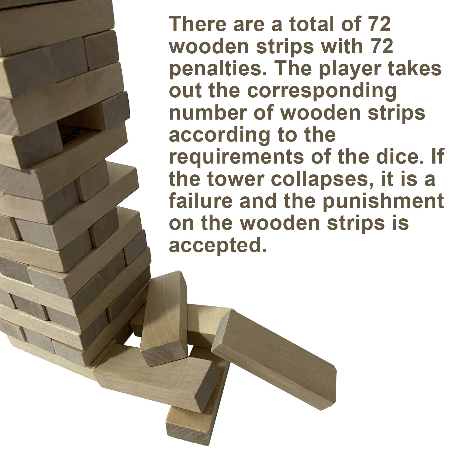 MINSN PTY Tower Blocks Game Classic Wood Stacking Game 54 Pieces with 4 Cups for Family and Party Red Wood Color