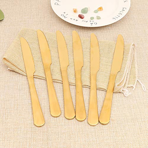 Lightahead 24pcs Stainless Steel Flatware Tableware Premier Quality Gold Colored Cutlery Set in attractive GoldenGift box (Golden)
