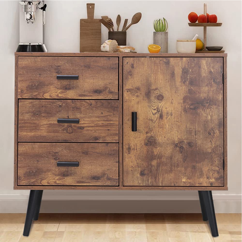 Iwell Modern TV Stand and Storage Cabinet Set, Bathroom Cabinet, Sideboard, Free Standing Cupboard, Entryway Cabinet for Living Room, Retro Home Media