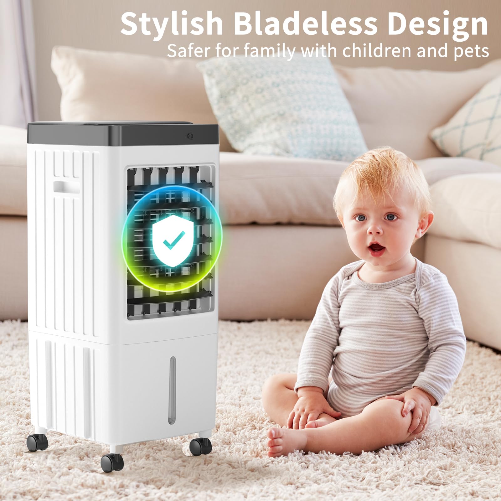 Portable Air Conditioner with 2 Gal Water Tank, 3 IN 1 Evaporative Air Cooler, Fast Cooling Fan with Remote & 3 Speeds & Timer, ac unit, 110V Small Air Conditioner Humidifier Indoor Office
