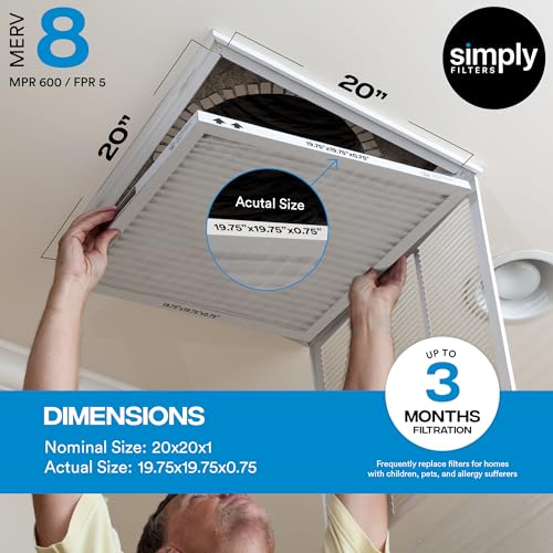 Simply by MervFilters 20x20x1 MERV 8 Air Filter, 6 Pack