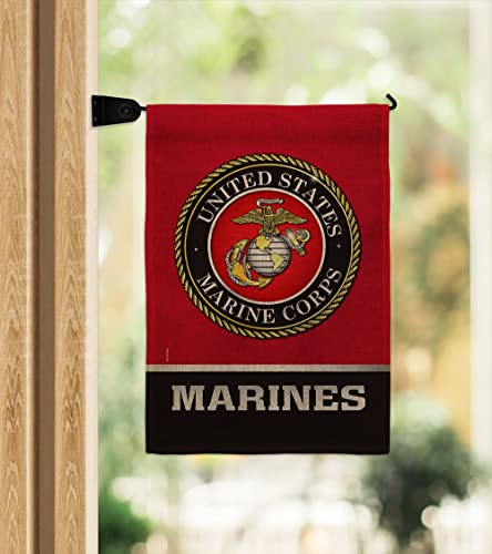 US MILITARY United State Burlap Garden Flag Set Mailbox Hanger Armed Forces Marine Corps USMC Semper Fi American Military Veteran Retire Official House Yard Gift Double-Sided, Made in USA