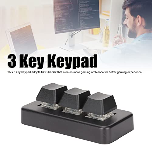 Programmable Keyboard 3 Keys Plug and Play 3 Keys Portable Durable PC Gaming Keyboard for PC Black