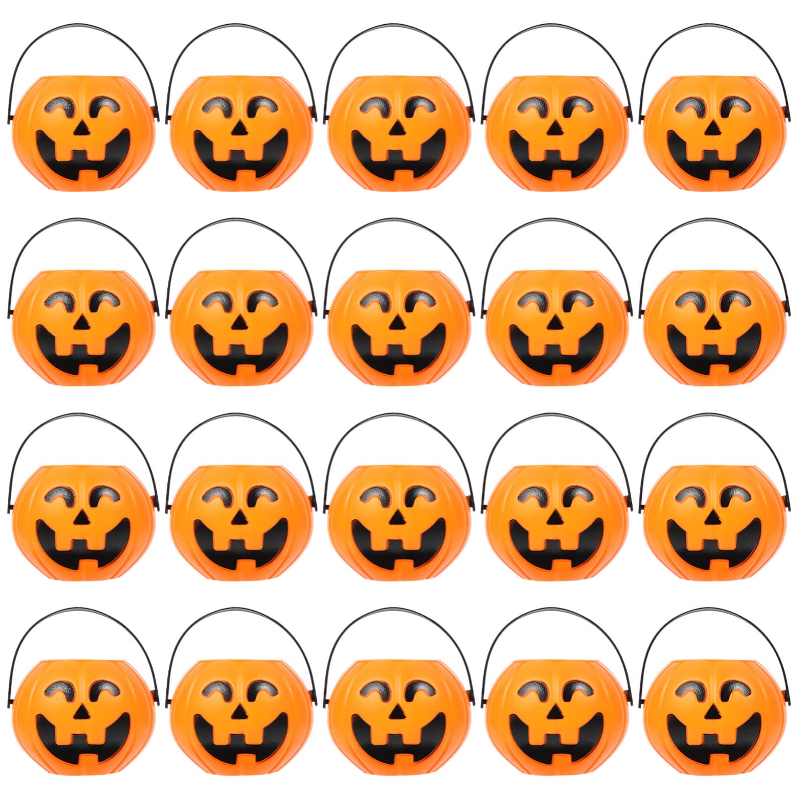 NUOBESTY Mini Pumpkin Buckets 20Pcs, Pumpkin Bucket Halloween Orange Pumpkin Pail Decoration Sweet Holder Pumpkin Basket Halloween Decoration - 2.36 x 2.75 inches