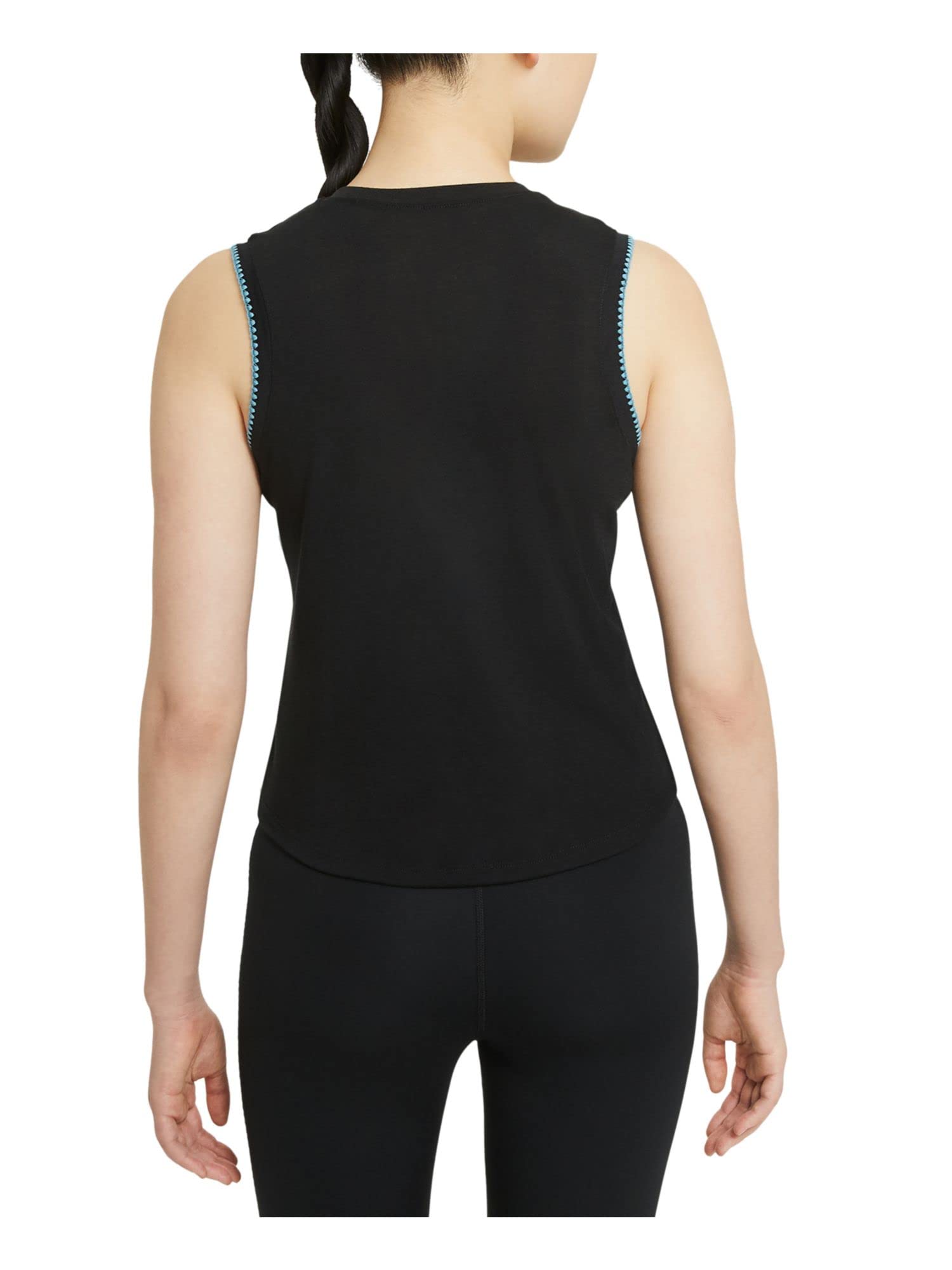 Nike Women's Crochet-Trimmed Yoga Tank Top (Black, Small)