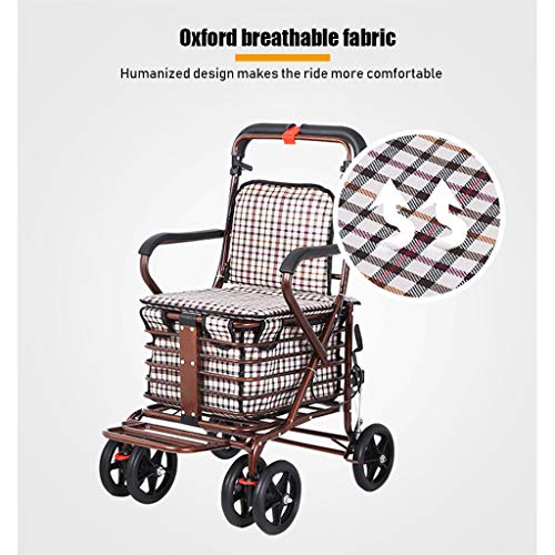 Rollator Walker Rollators Walkers for Seniors Walker Basket Four Wheel Walker Hand Push Shopping Cart Wheeled Seat Folding Walker,Supports 220 lbs