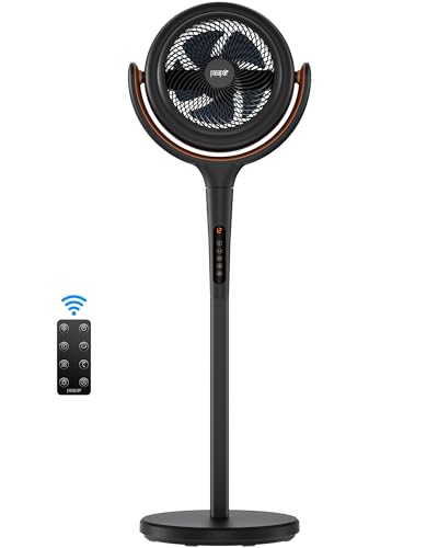 pasapair Pedestal Fan with Light, 12 Speeds Portable Oscillating Fan for Bedroom Adjustable Height, 90°+90° Smart Floor Fans with Remote and 3 Modes,12 Timer, Quiet, Black