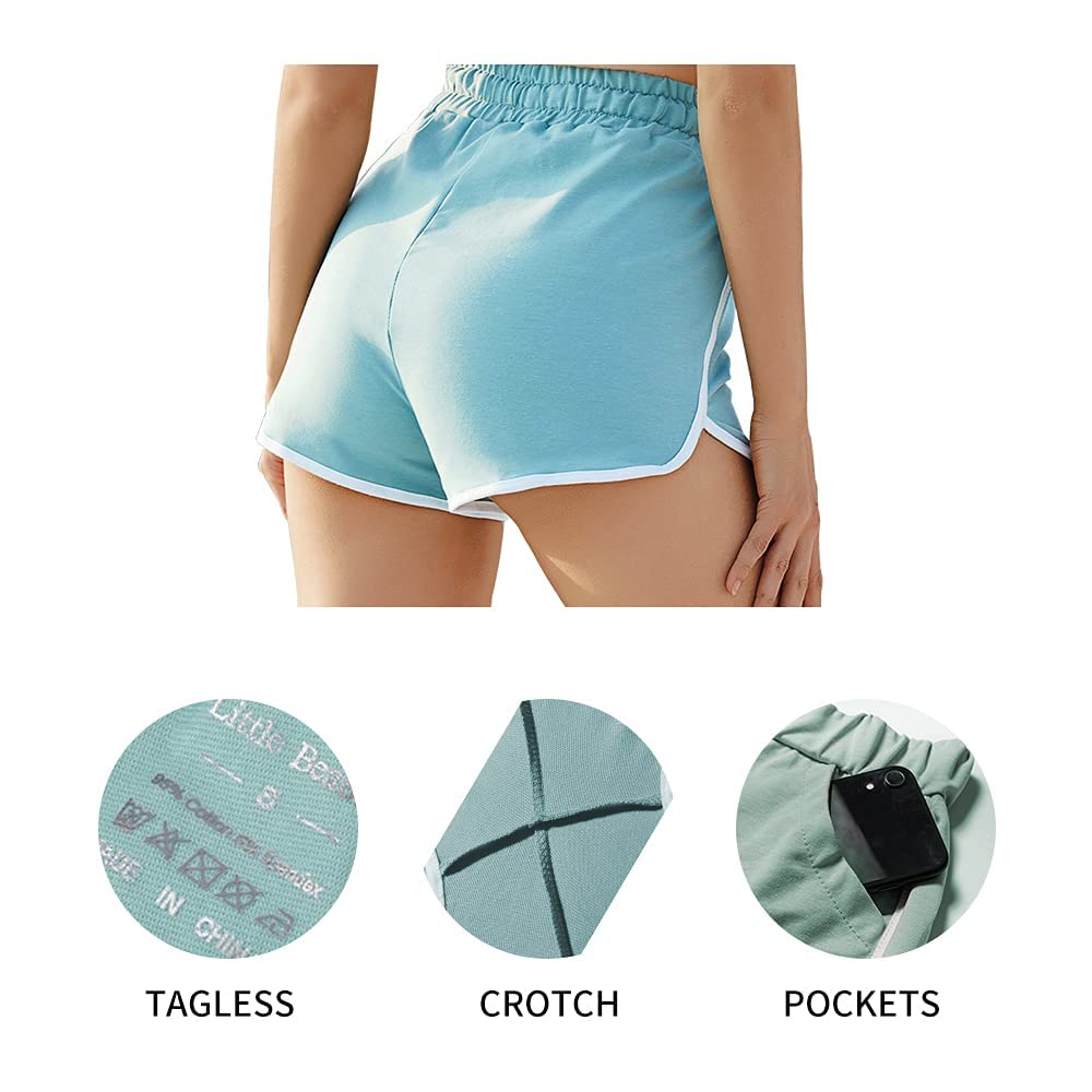 Little Beauty Women's Yoga Elastic Waist Running Athletic Shorts Doplin Shorts