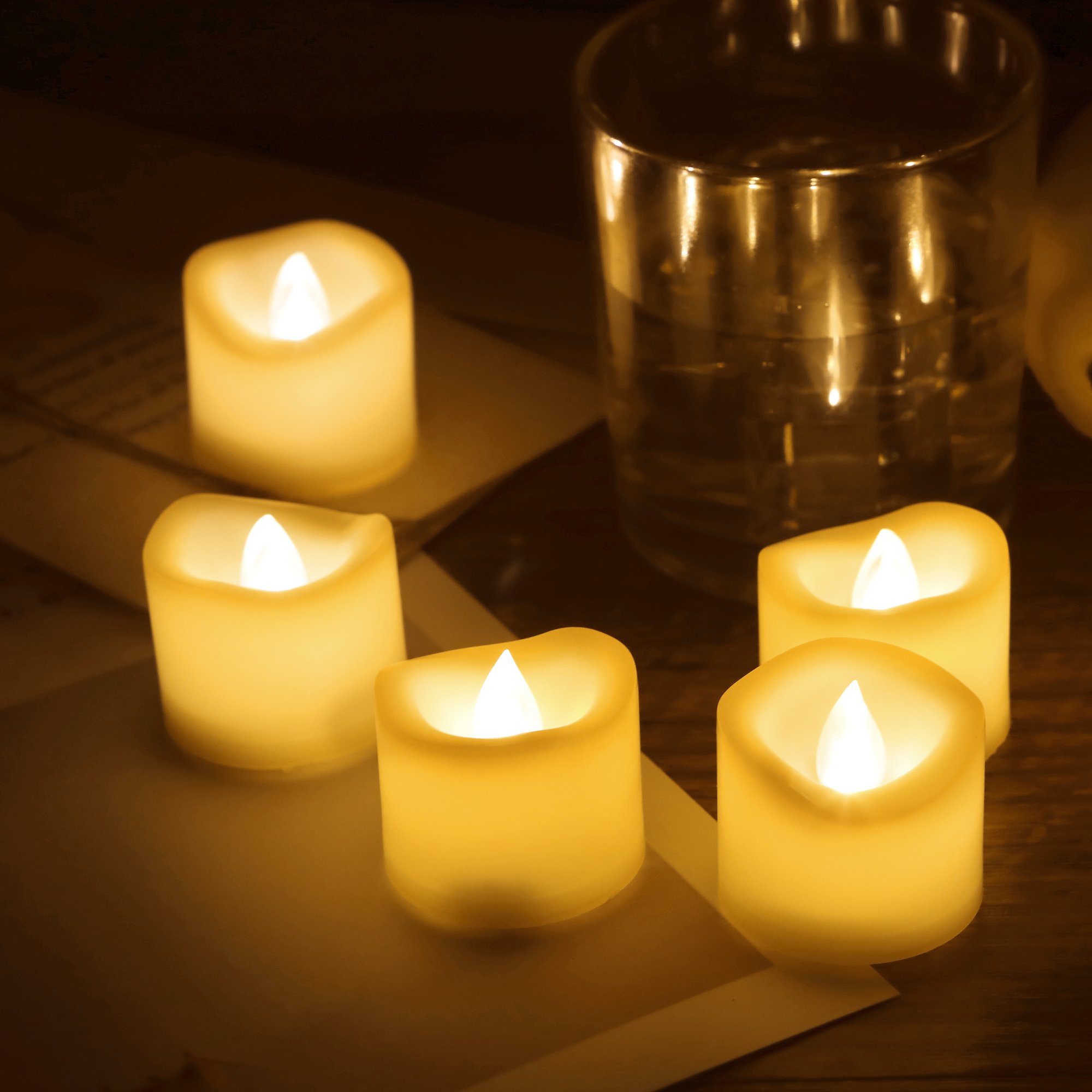 iZAN 6-Pack Flameless Battery Operated LED Tealight Candles with Remote Waved-top Flickering Electric Decorative Tea Lights for Christmas Home Party Wedding Decorations1.5βx1.5β Batteries Included