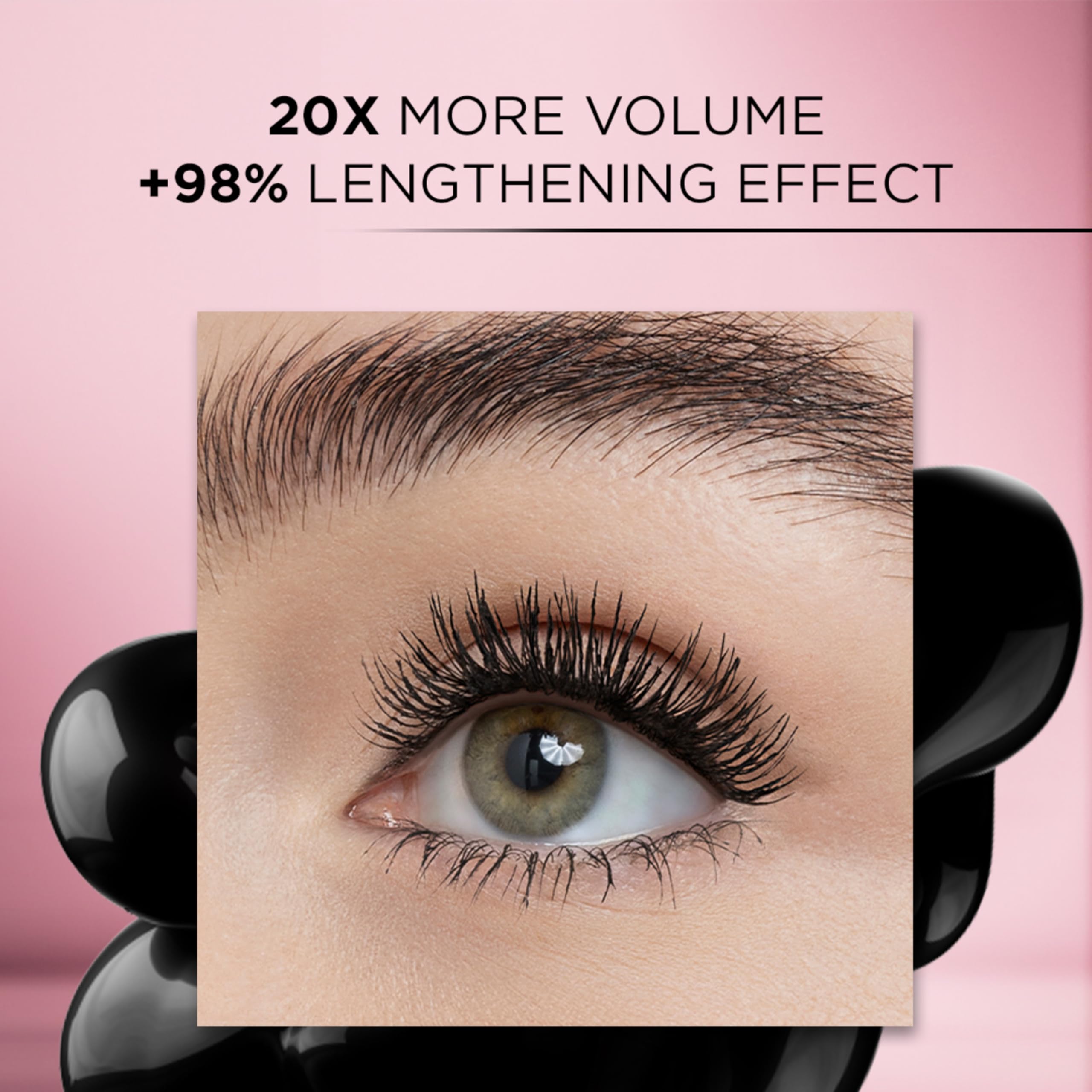 L'Oreal Paris Voluminous Makeup Lash Paradise Waterproof Mascara, Voluptuous Volume, Intense Length, Feathery Soft Full Lashes, No Smudging, No Clumping, Black, 0.25 Fl Oz (Pack of 2)