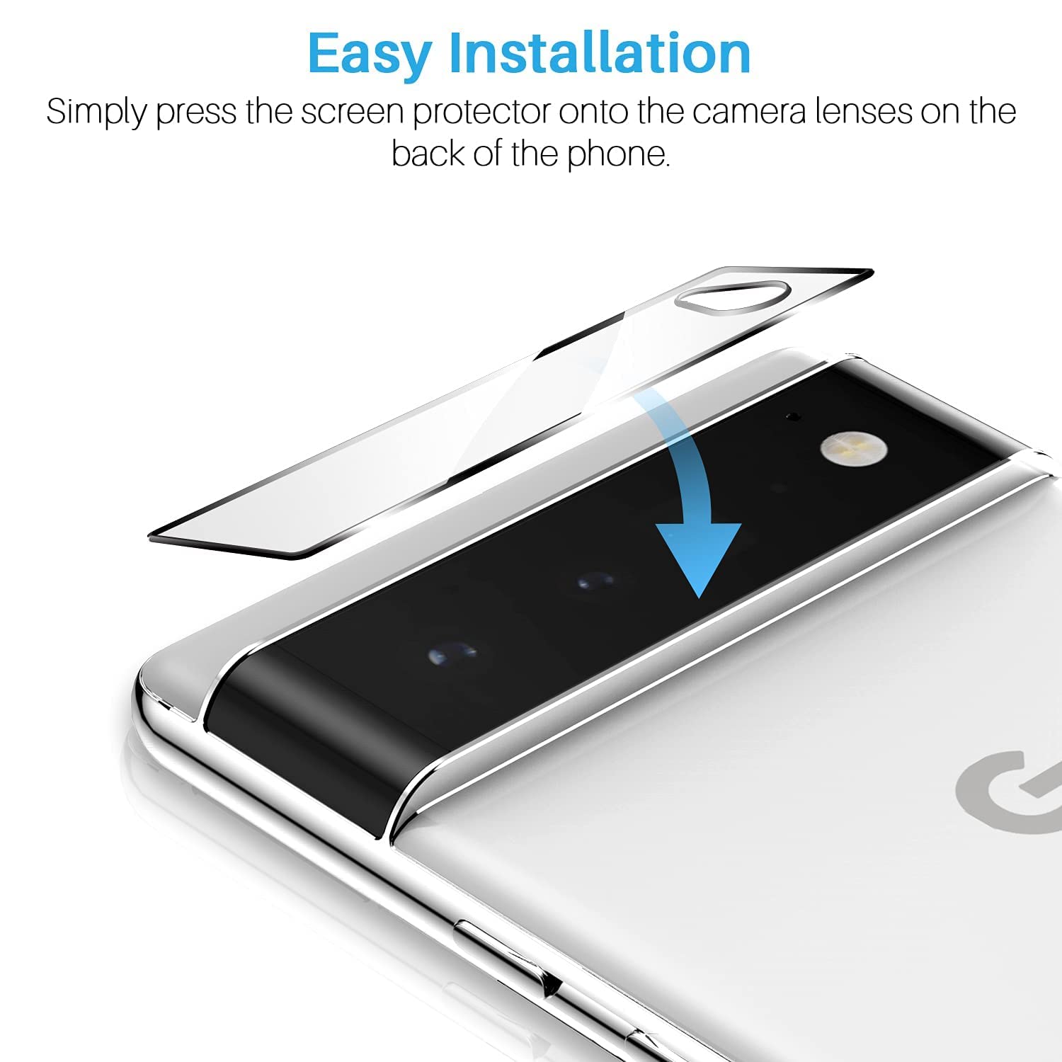 LK 2 Pack Screen Protector Compatible for Google Pixel 6 5G with 2 Pack Camera Lens Protector [Not fit for Google Pixel 6 Pro] Easy Install Tray, HD Clear 9H Hardness temepred galss for Pixel 6