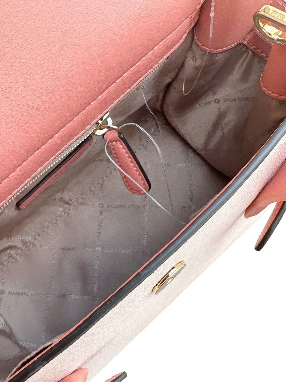 Michael Kors Carmen Medium Flap Satchel Colorblock Powder Blush Pink Multi