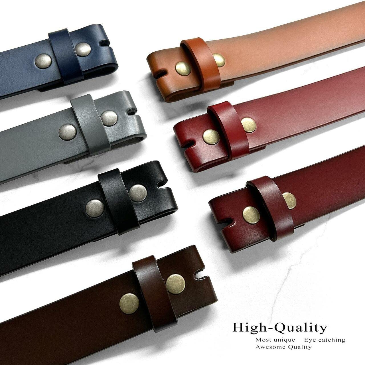 Men's Replacement Belt Strap Genuine Leather Plain Casual Belt Strap with Snaps 1-1/2"(38mm) Wide (Black, 36)