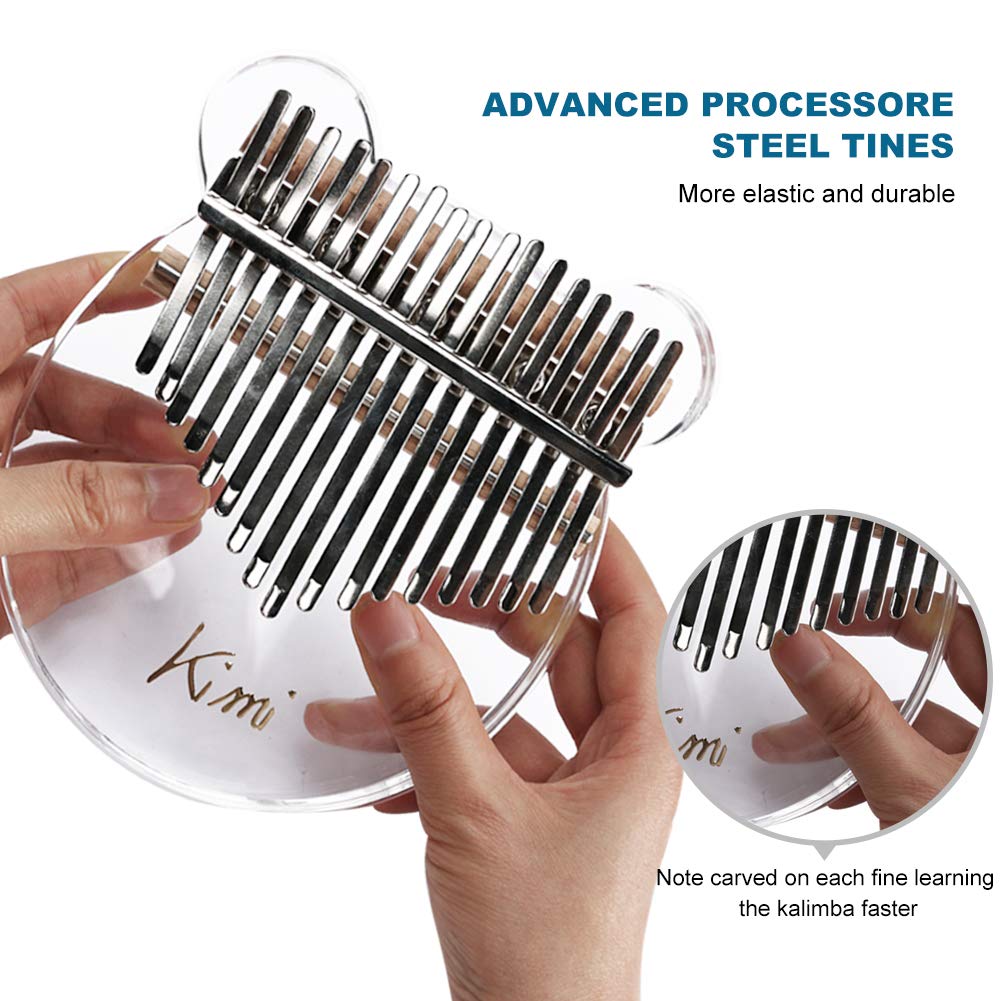 Kalimba 17 Keys Thumb Piano, INTSUN Transparent Acrylic Finger Piano with Tuning Hammer Study Instruction, Thumb Piano Musical Instrument Gift for Beginners, Kids Adults (Large)