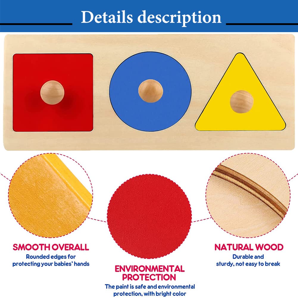Montessori Baby's First Shape Sorter Shape Puzzle Jumbo Knob Puzzle Toddler Puzzles Preschool Learning Material Puzzles for Toddlers 1-3