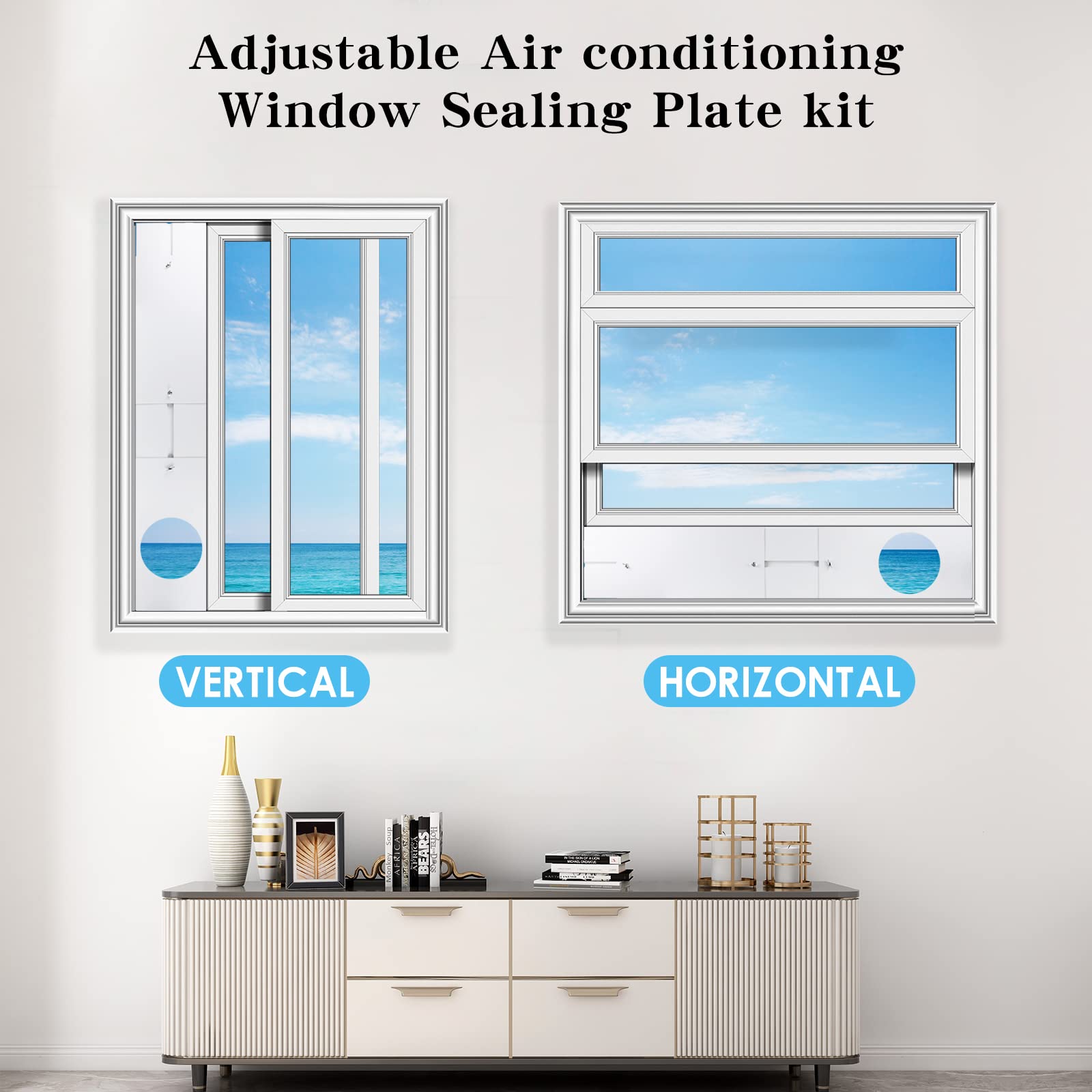 Portable Air Conditioner Window Kit with 5.9" Coupler & Sealing Tape, Universal Sliding Window Slide Seal Plates for AC Unit, AC Window Vent Kit, AC Window Seal AccessoriesâŚ