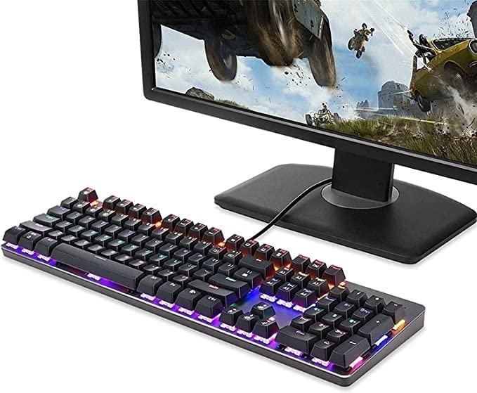 QINERSAW Compact Gaming Keyboard, USB Wired 104 Keys Gaming Keyboard LED Backlit Gaming Keyboard for Laptop PC Computer Game and Work E-sportsPlayer Equipment