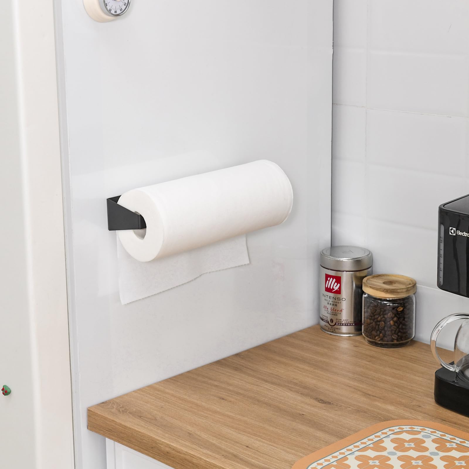 Magnetic Paper Towel Holder for The Side of Refrigerator Steel Paper Towel Rack with Magnetic Backing - Fit for Most Size of Paper Towels for Fridge, Grill, Garage.(magnetic-11inch-black)
