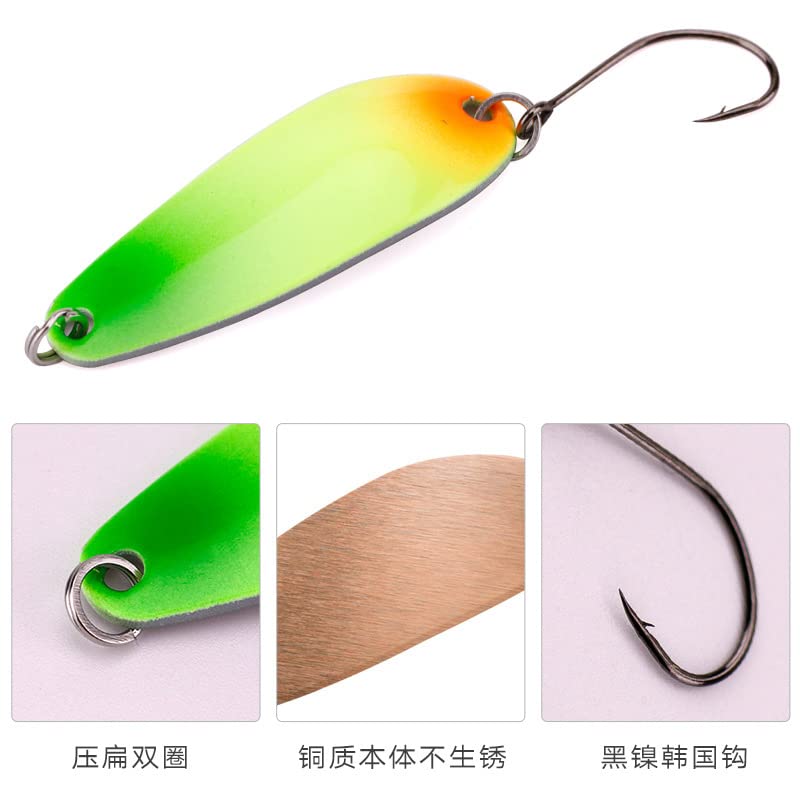 Madi Kay Designs Fishing Gear 铜体勺型马口亮片4.5g迷你金属铁片配压扁双