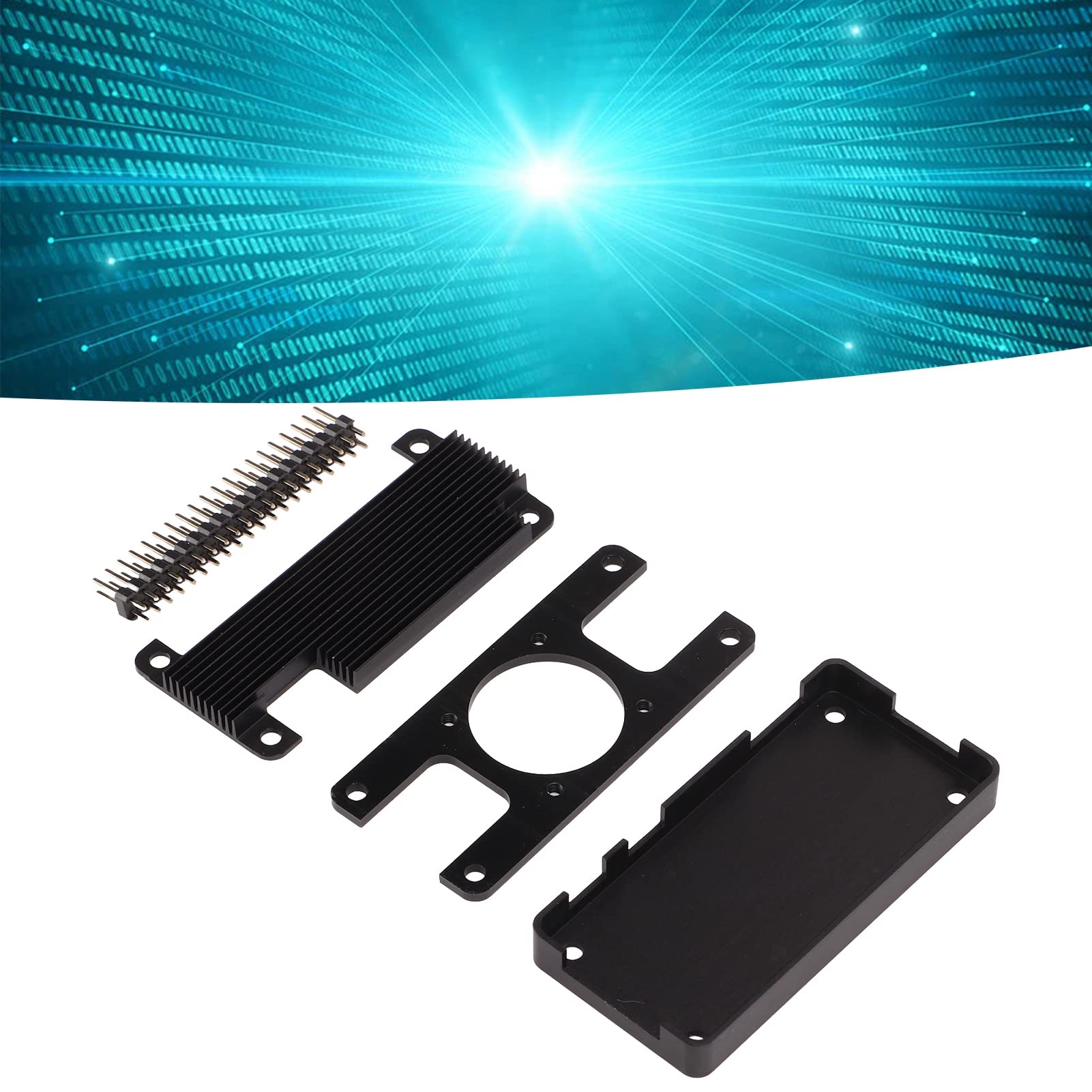 Passive Cooling Enclosure, Aluminum Alloy Passive Cooling Case Rigid and Fast Heat Conduction (Black Pin Header)
