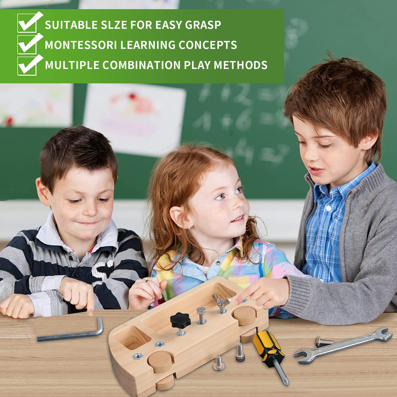 Montessori Screwdriver Board Set, Montessori Toys for 3+ Year Old, Basic Skills Sensory, Learning Sensory Bin Toys Preschool Materials,Toddler Fine Motor Skill Construction Building STEM Toy Set