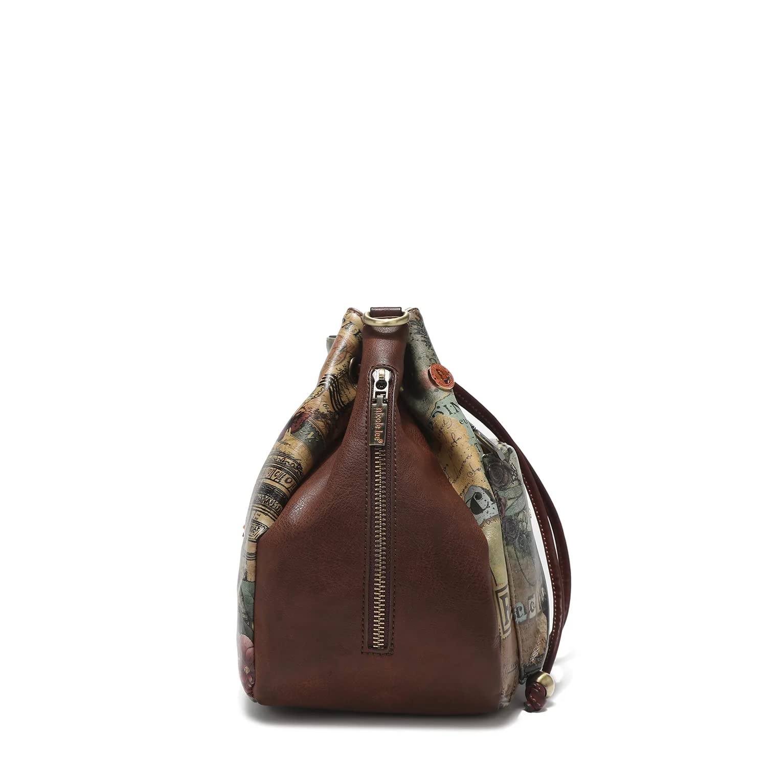 Nicole Lee Paris Fashion Week Medium Bucket Bag, Drawstring Crossbody, Butterfly Flower Embellishments, Multiple Pockets