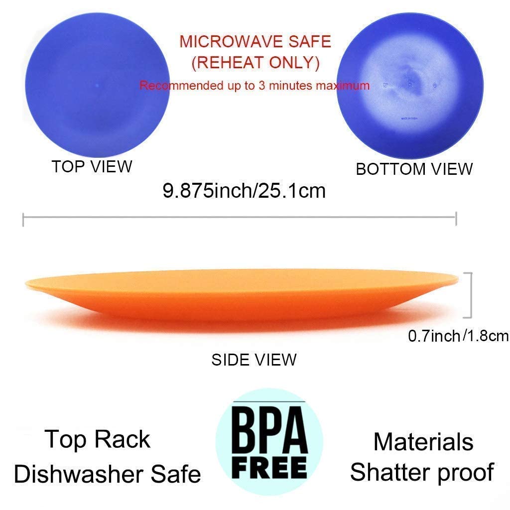KX-WARE Unbreakable 24-piece Plastic Dinnerware set, Reusable Plates and Bowls, Basic Color