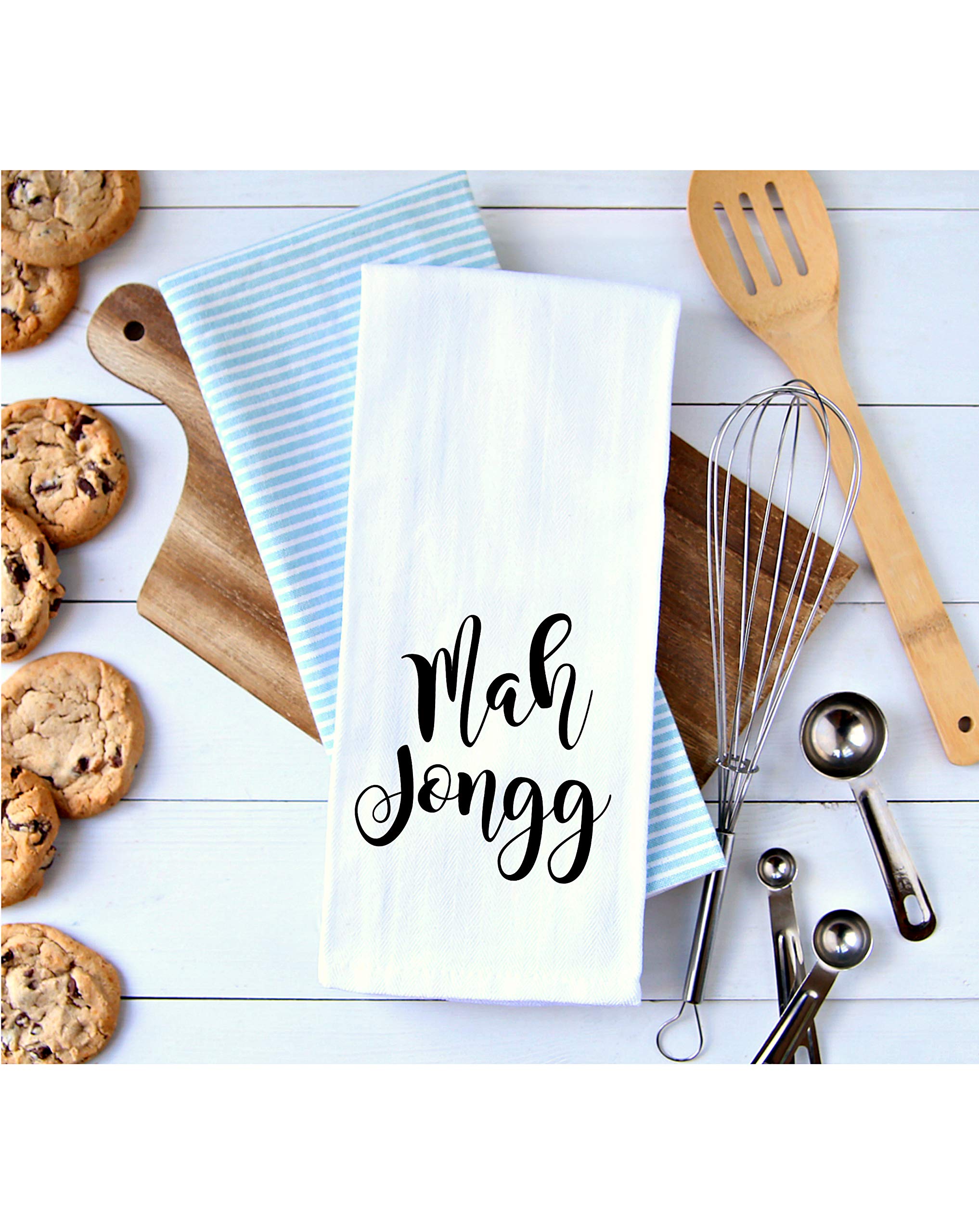 mah jongg - Dish Towel Kitchen Tea Towel Funny Saying Humorous Flour Sack Towels Great Housewarming Gift 28 inch by 28 inch, 100% Cotton, Multi-Purpose Towel