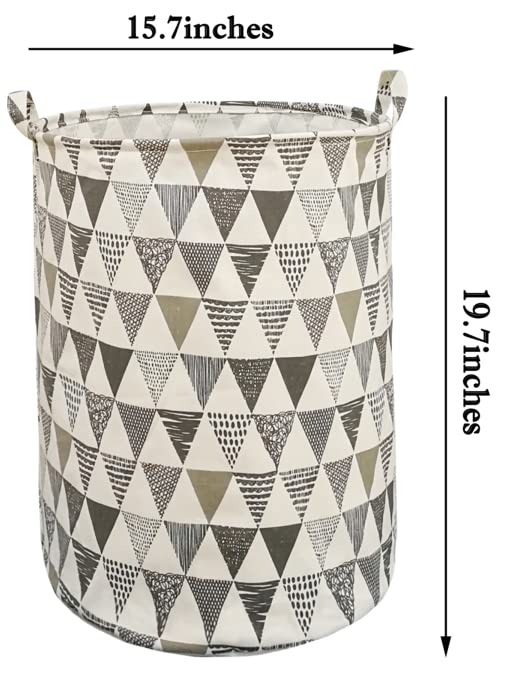 QKELIM Set 2 Laundry Basket Large Storage Bin Waterproof Nursery Hamper for Cloth Toy Box Gift(Gray triangle)