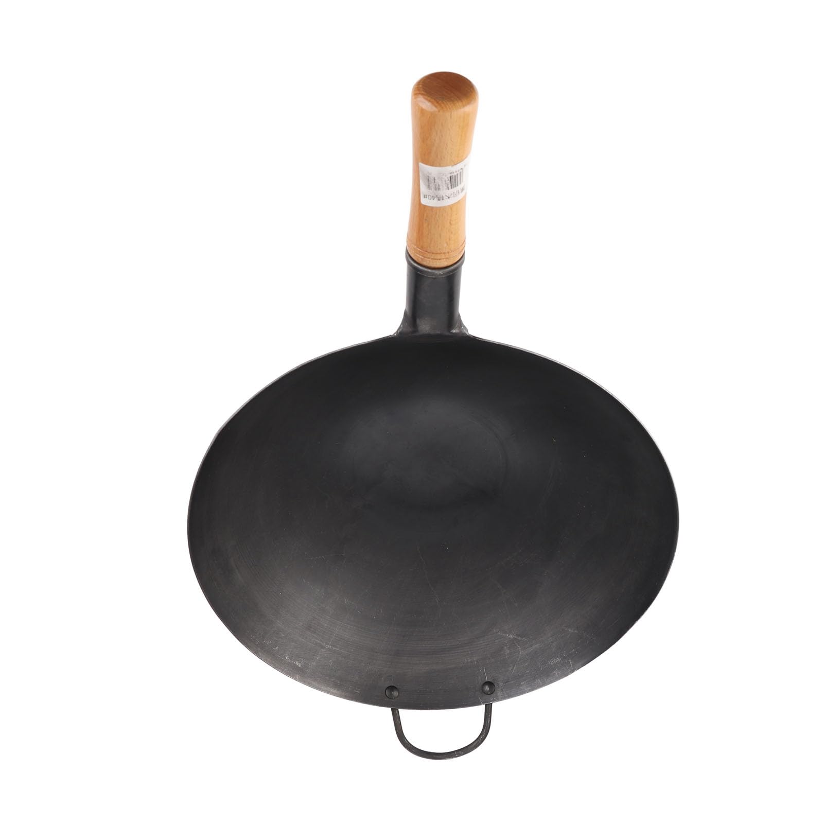 UNIQUEFAITH Frying Wok with Single Handle No Chemical Coated Nonstick Stir Fry Pan Hand Hammered Iron Wok (40 cm)