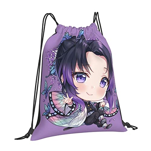 PEVNMXA Anime Purple Drawstring Backpack Bag for Women Beach String Cinch Sack fit Shopping Sports Yoga Swimming Camping