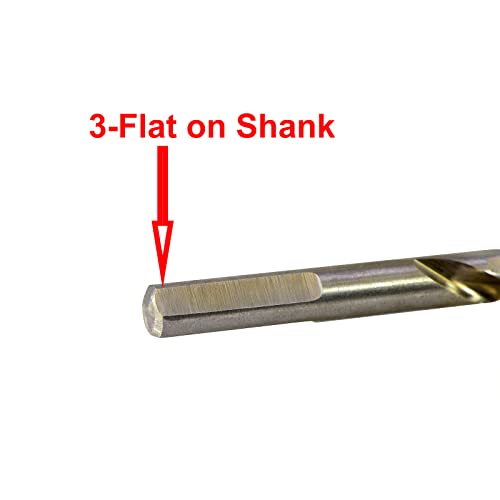 MAXTOOL 7/16" 2pcs Identical Jobber Length Drills HSS M2 Twist Drill Bits Fully Ground Bright 3-Flat Straight Shank Drills; JBF02W13R28P2