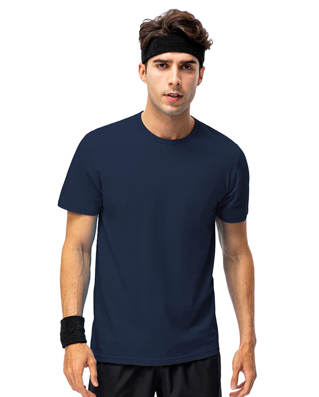 Men's Soft Stretch Cotton Breathable Athletic Workout Sports Short Sleeve Tee T-Shirt Tops(Yellow,2XL)