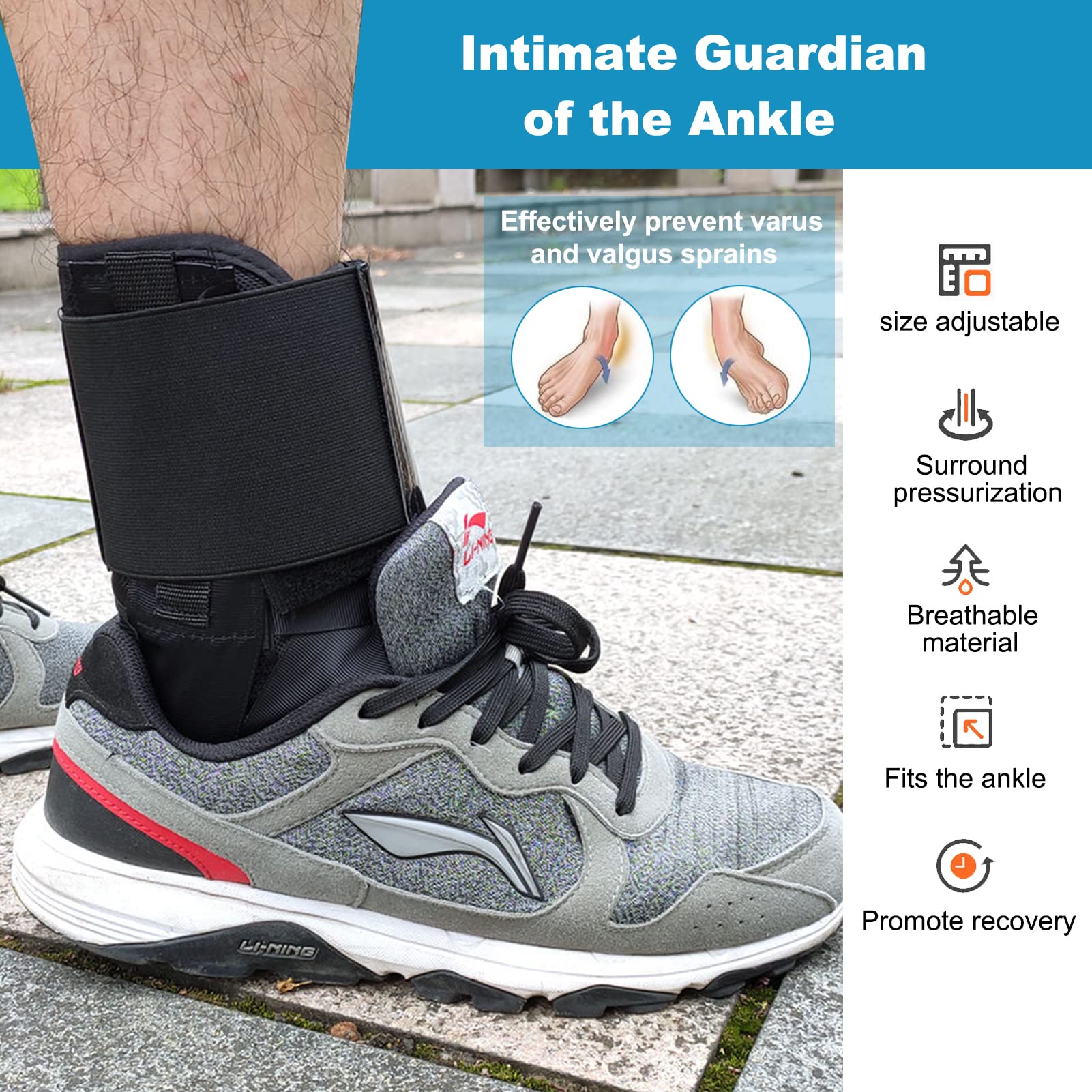 MECBOT Anti-Foot Drop Ankle Brace - Adjustable Support Ankle Foot Brace with Strap for Running, Hiking, Basketball and Sprain Injury Recovery (Large)