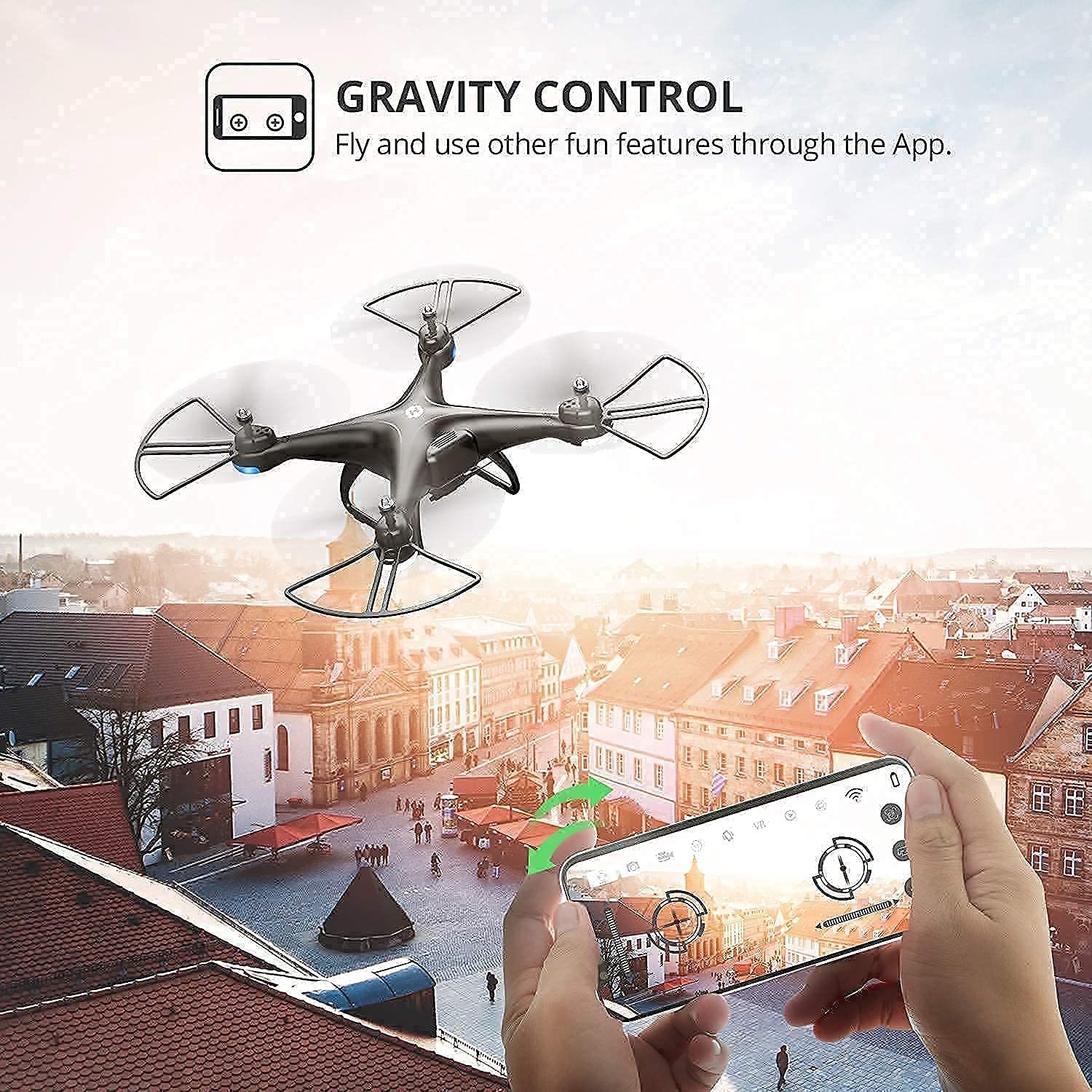 Holy Stone HS110D FPV RC Drone with 1080P HD Camera Live Video 120°Wide-Angle WiFi Quadcopter with Gesture Control, Altitude Hold, Headless Mode, 3D Flip RTF and 3 Batteries