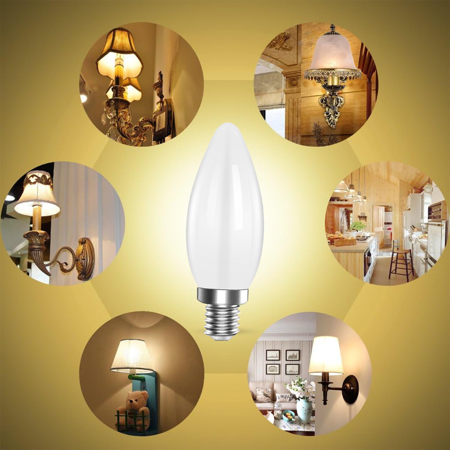 Wuluretoos 8 Pack 4W 120V LED Candelabra Base B10 CTC Clear Decorative Light Bulbs,Transparent Candle Light Bulbs for Chandeliers, Ceiling Fan Lights, Pendants, Fireplace