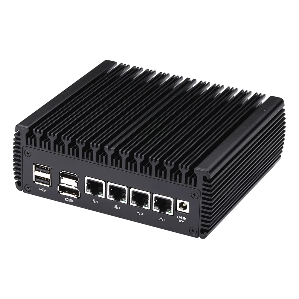 Qotom 2.5G LAN Mini Desktop PC Firewall 4 LAN,Celeron N5105,AES-NI 2GHz 8G RAM 128G M.2 SSD Quad core Fanless Mini Computer Router