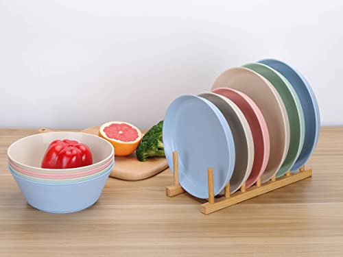 LuckyZone 9 Inches Reusable Wheat Straw Plates, Sets of 4 | Lightweight & Unbreakable Plate for Home Kitchen | Dishwasher & Microwave Safe | BPA Free & Eco-Friendly (9 Inches)