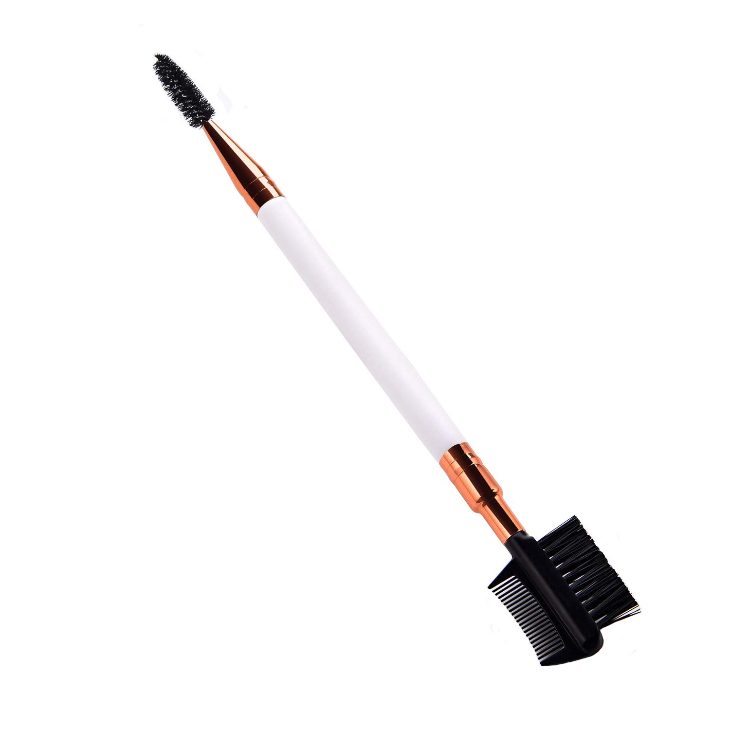 JASSINS Eyebrow Brush Eyelash Comb & Spoolie Brush, Dual Eye Shadow Brush, Professional Eye Makeup Tool (White-gold)