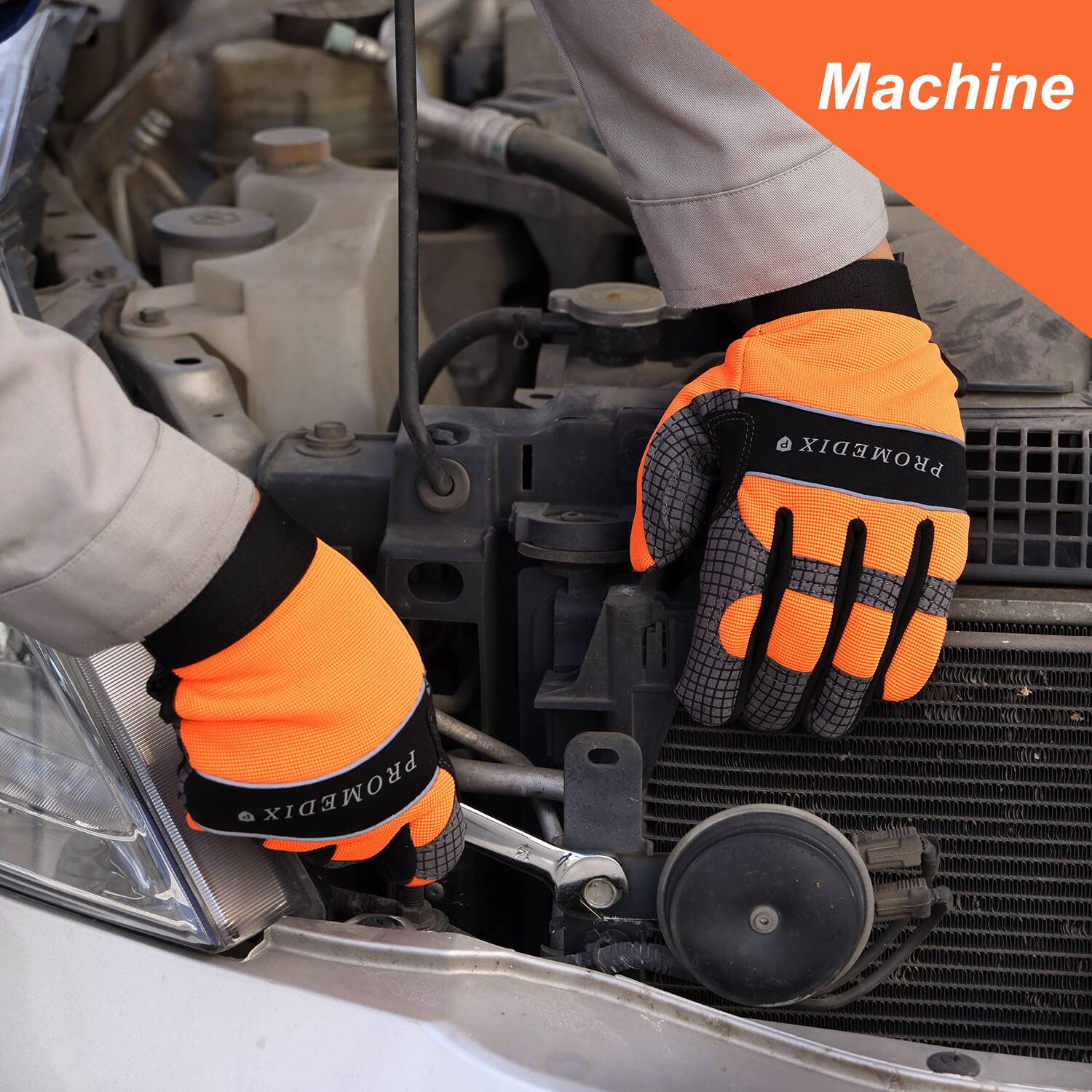 PROMEDIX P 2-Pairs Safety Work Gloves,Mechanics Gloves,Working Gloves for Man with Glove Clip,One size fits most.