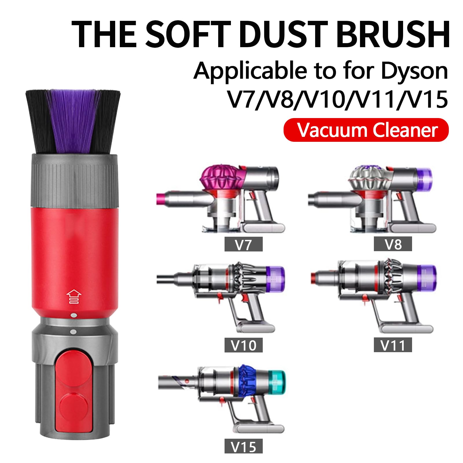 Jaswqaz Traceless Dusting Brush Compatible with Dyson V7 V8 V10 V11 V15 V12 SV12 SV15 Vacuum Cleaner Replacement Part, Soft Bristle Dust Removal Brush