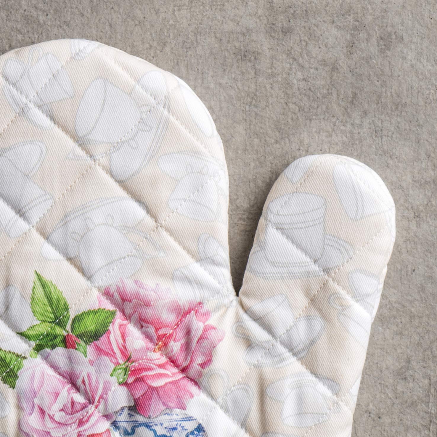 Maison d' Hermine Oven Mitt + Pot Holder 100% Cotton Heat Resistant Kitchen Oven Gloves (7.5"x13") & Hot Pads (8"x8"), Chef, Women & Men Parties, Birdies On Wire - Spring/Summer