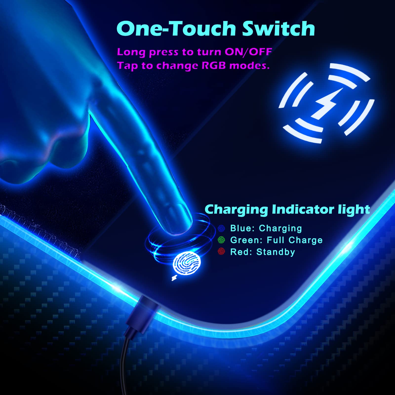MagLoop Wireless Charging RGB Mouse Pad 10W, LED Mouse Pad with Wireless Charging for Gaming, Gaming Keyboard Pad with 10 Light Modes and Non-Slip Rubber Base(800x300x4mm)