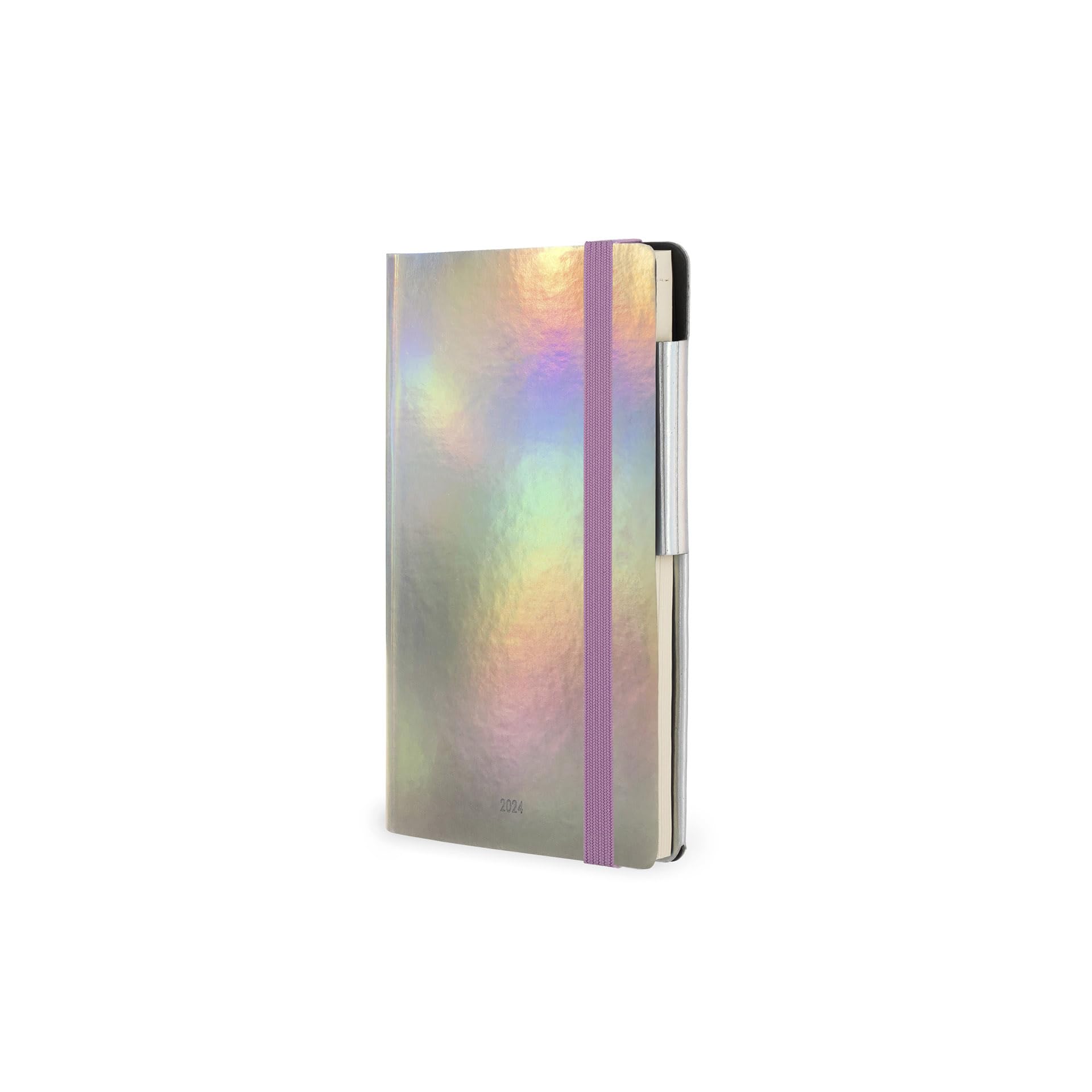 Legami - Small Weekly Planner, 12 Months, from January 2024 to December 2024, Elastic Closure, January 2025 Monthly Planner, Final Pocket, Address Book, 9.5 x 13.5 cm, Holo Fairy Colour