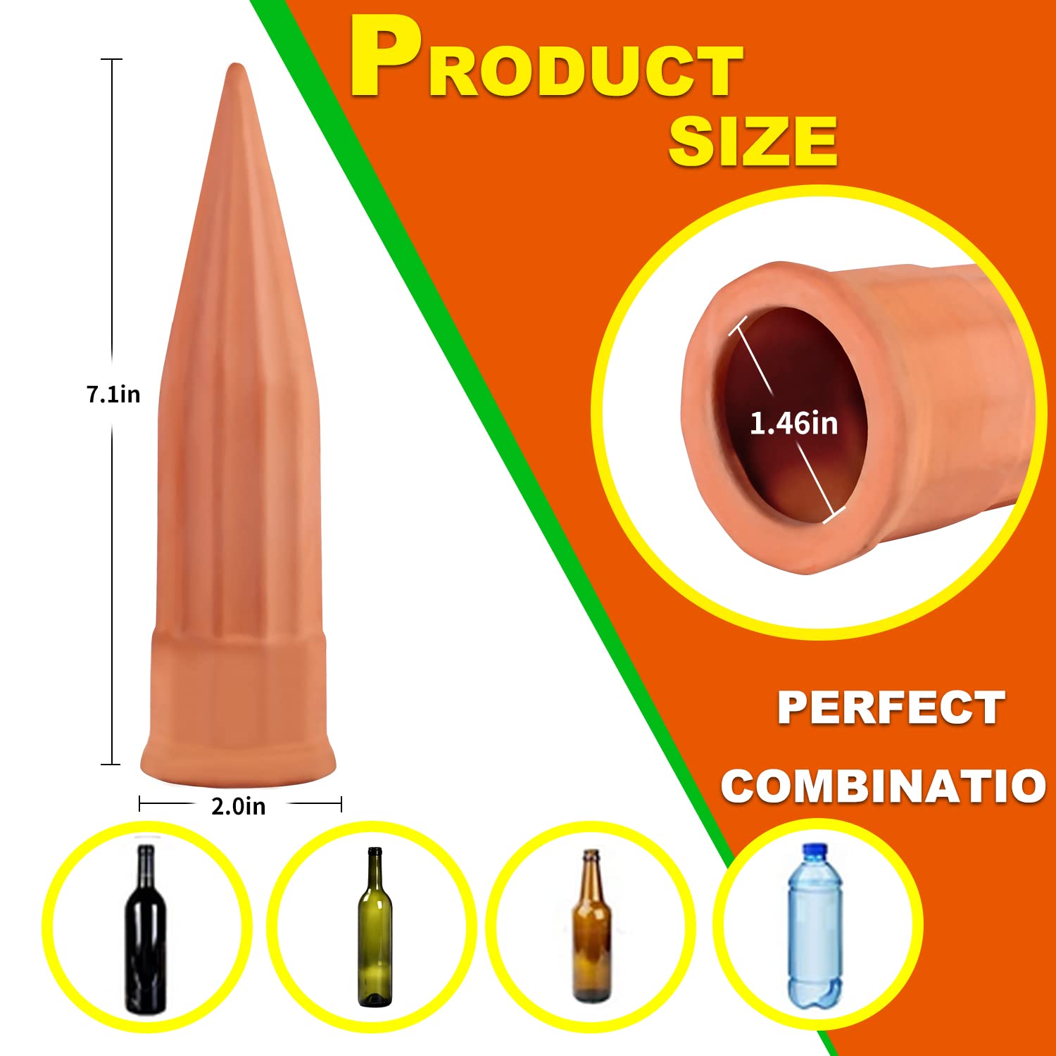 Plant Self-Watering Stakes-15 Pack Terracotta Automatic Plant Waterer Devices Auto-Water Irrigation System for Indoor/Outdoor Plants